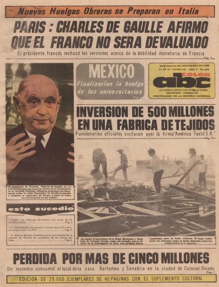 24 de noviembre de 1968 - Un día como hoy - ABC Color