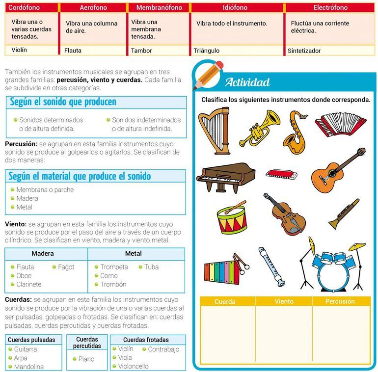 Clasificación de los instrumentos - Escolar - ABC Color