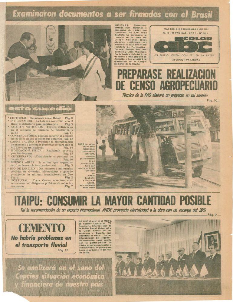 2 de diciembre de 1975 - Un día como hoy - ABC Color